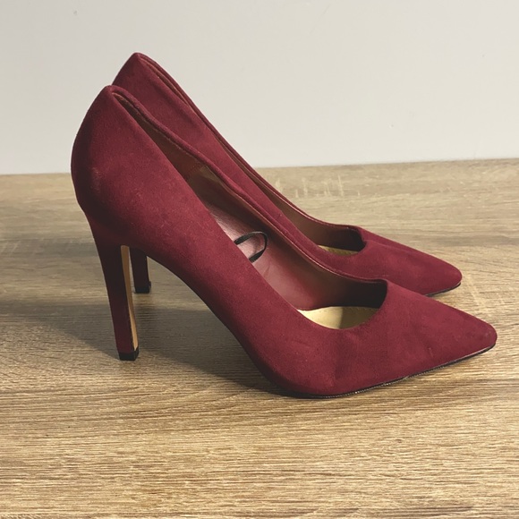 Shoes | Maroon Faux Suede Pump | Poshmark